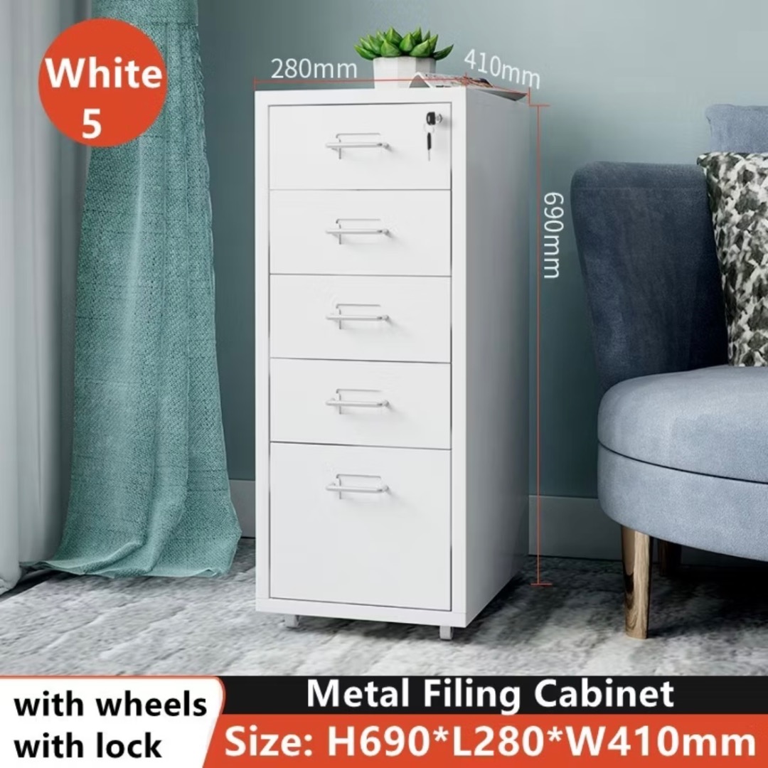5 Tier Filing Drawer Cabinet | Lockable Metal Office Cabinet | Mobile ...