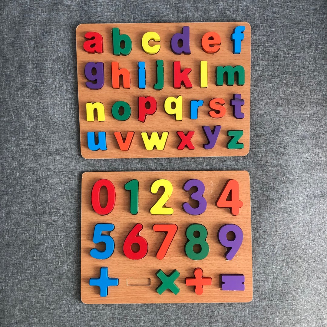 ABC & Numbering & Shape Wooden Puzzle, Hobbies & Toys, Toys & Games on ...