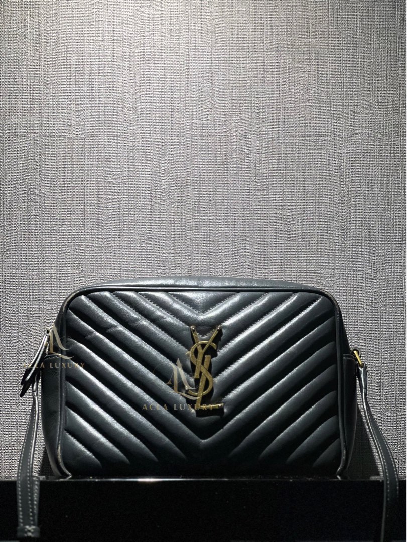 AUTHENTIC YSL / Yves Saint Laurent Monogram Lou Shoulder Bag Grey / YSL ...