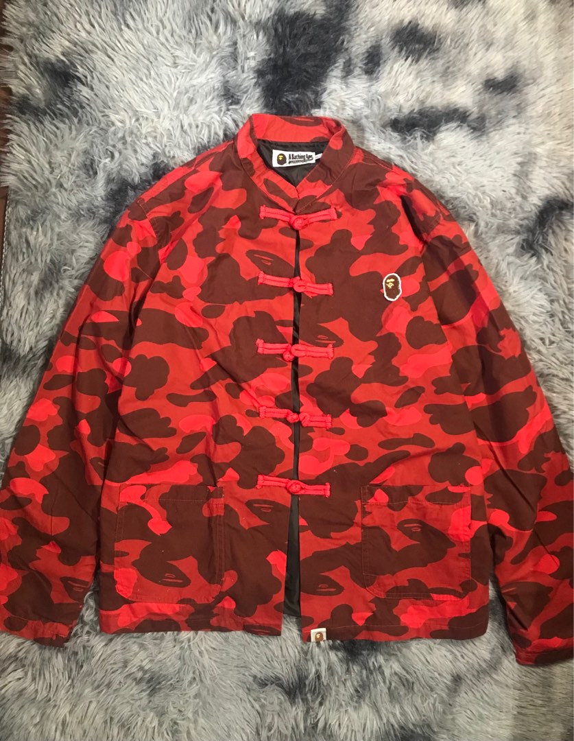 Bape Red Camo Chinese Jacket, Men's Fashion, Tops & Sets, Tshirts ...