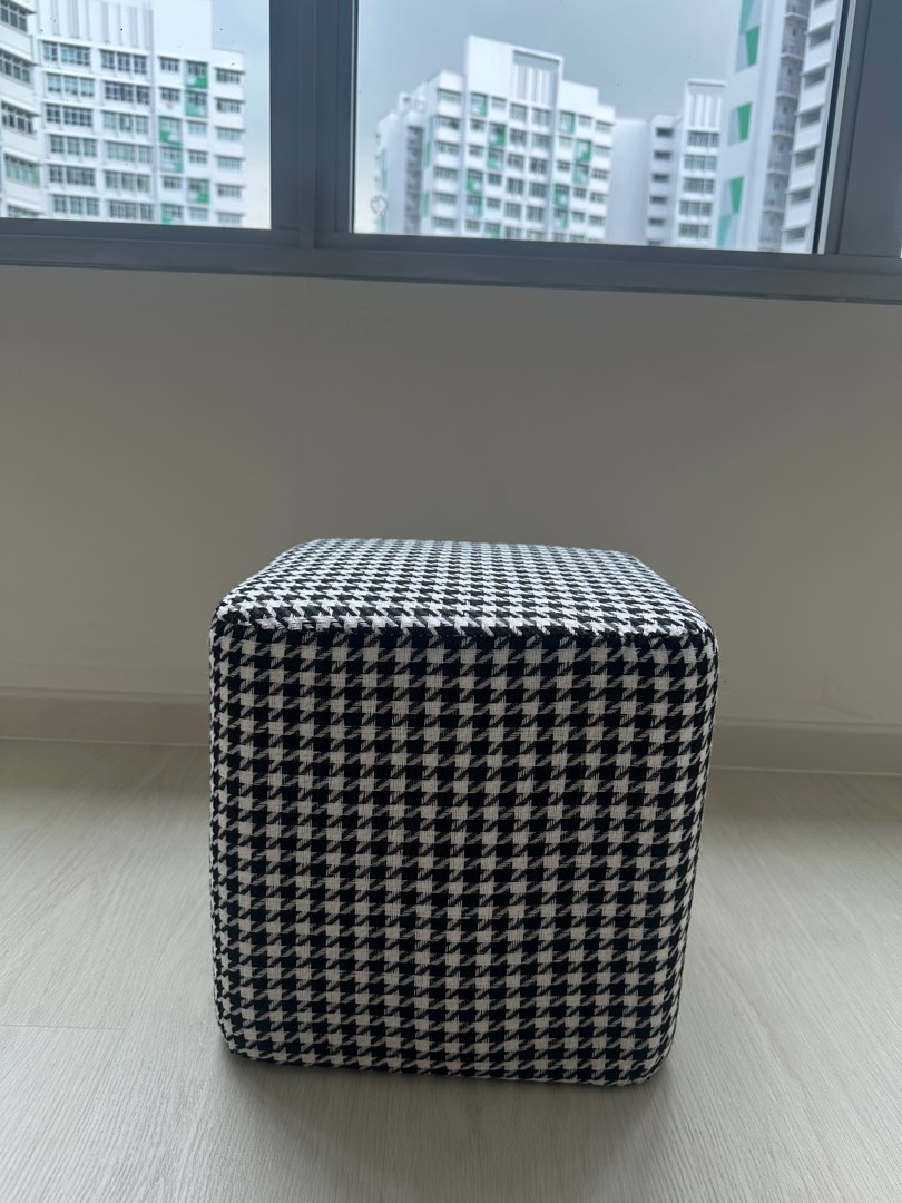 Black and white cube stool, Furniture & Home Living, Furniture, Chairs ...