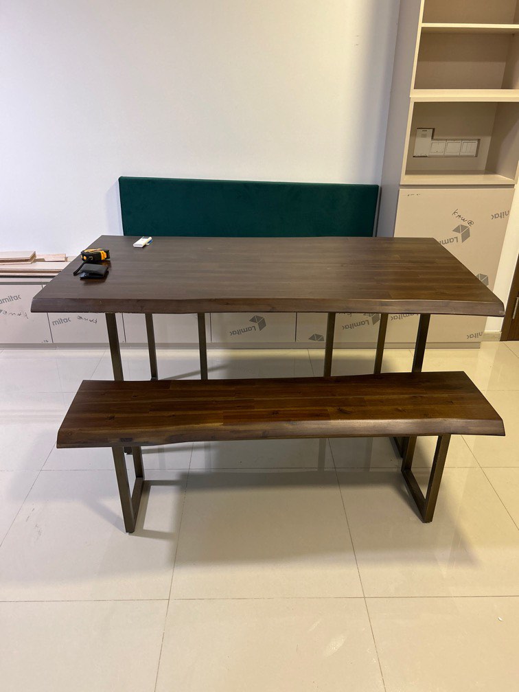 Castlery Dining table and bench, Furniture & Home Living, Furniture ...