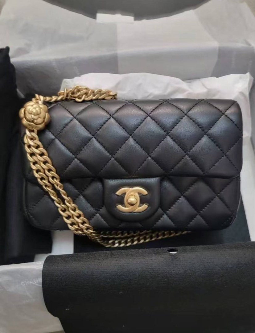 Chanel 23s camellia pearl crush mini rectangle, Luxury, Bags & Wallets ...