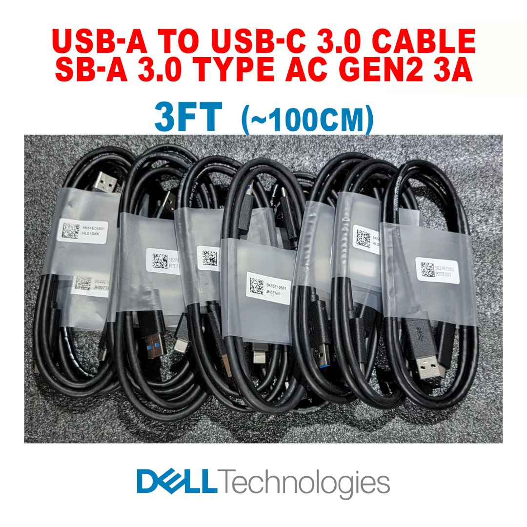 Dell Genuine - USB-A to USB-C 3 Cable - ~1 Metre Cable - 5K55E09501 ...