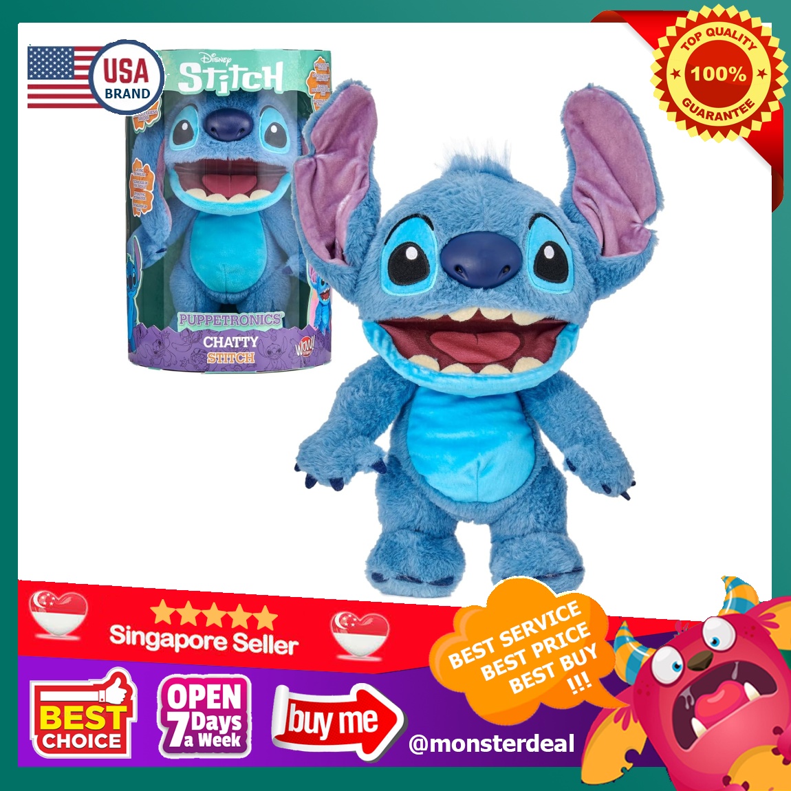 Disney Real FX Chatty Stitch Puppetronic, Lilo & Stitch Plush Toy ...
