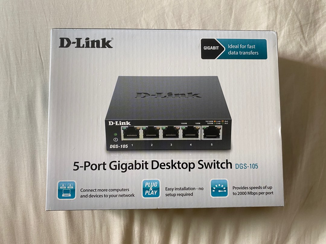 D-Link 5-Port Gigabit Desktop Switch DGS-105 (BNIB - Sealed), Computers ...