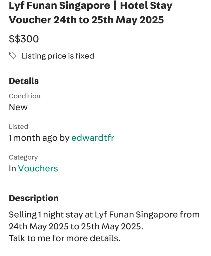 Funan hotel, Announcements on Carousell
