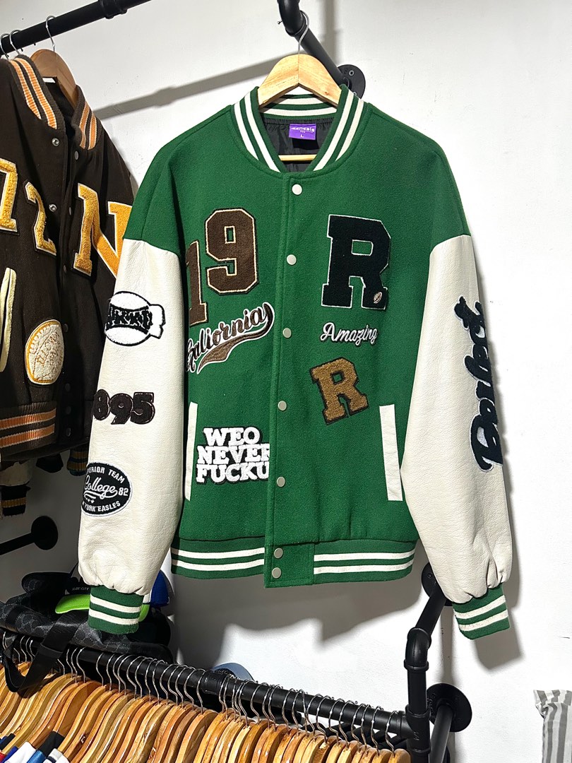 Genesis Multi Patched Leather Varsity Jacket, Men's Fashion, Coats ...