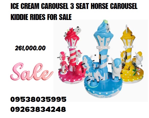 Ice Cream Carousel 3 Seat Horse Carousel Kiddie Rides for sale ...
