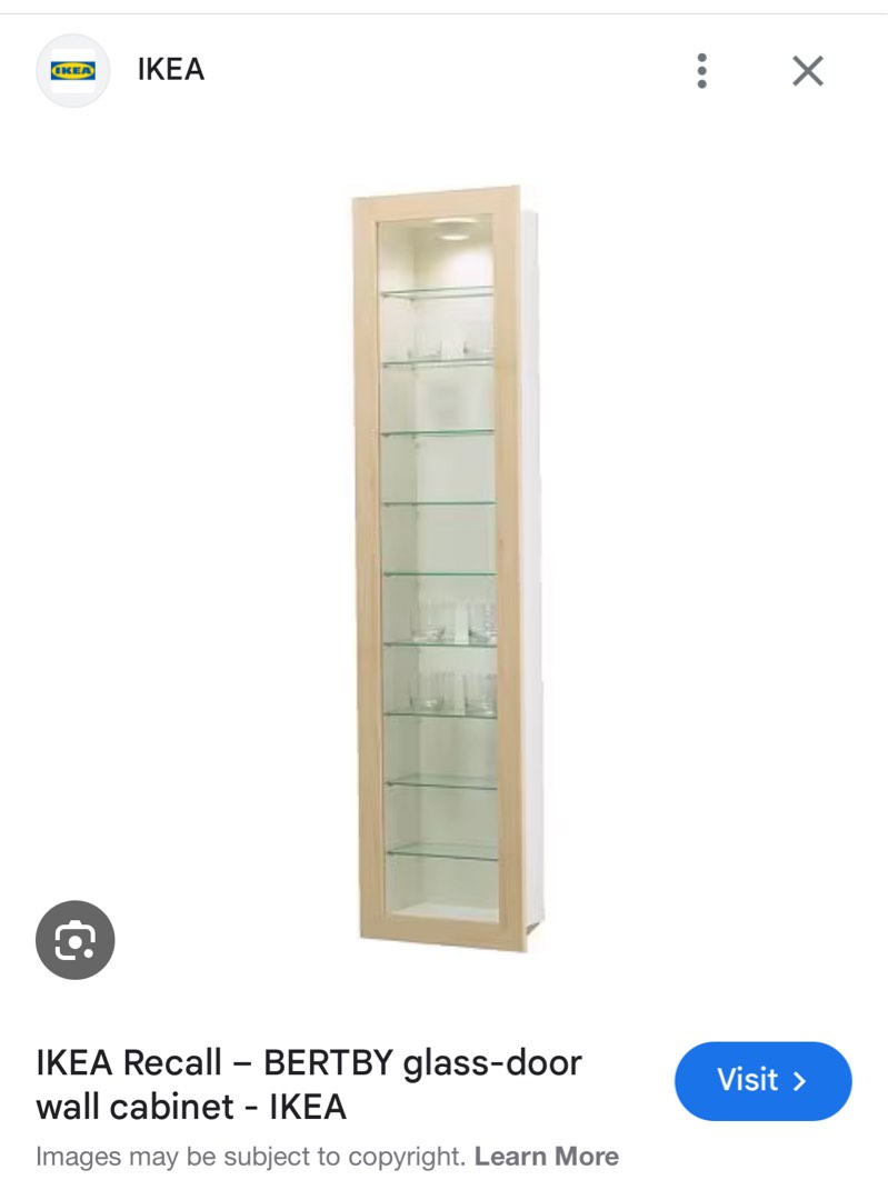 IKEA Bertby Glass Cabinet, Furniture & Home Living, Furniture, Shelves ...