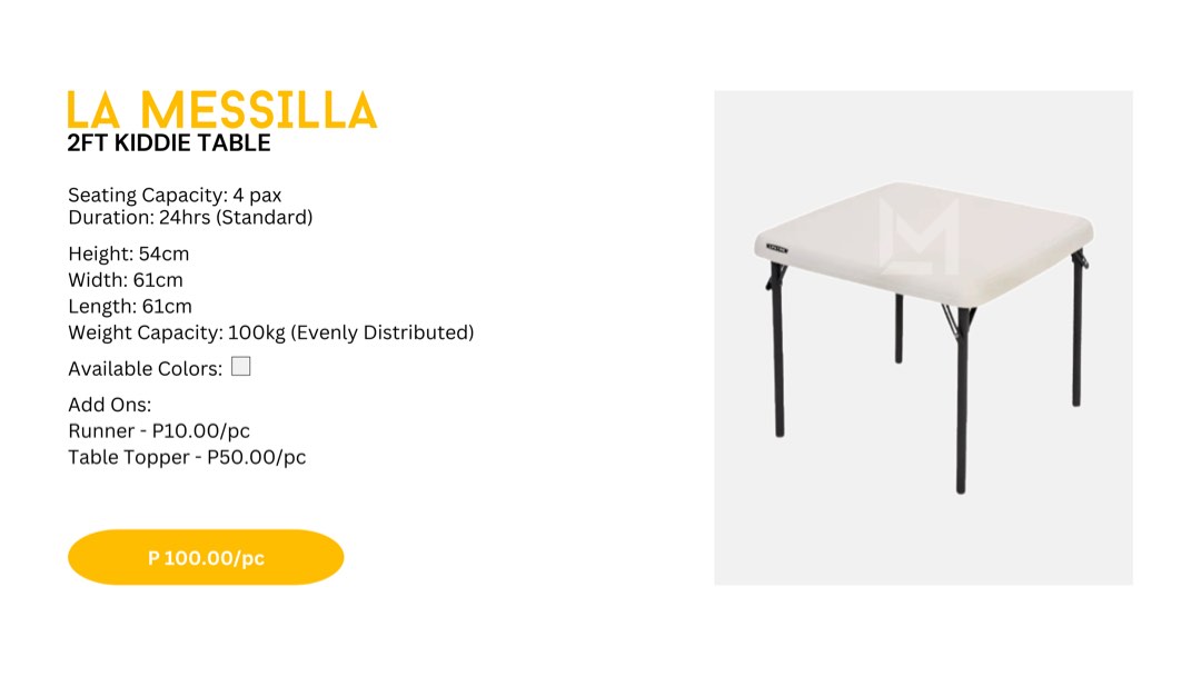 Kiddie Table 2ft Square and 4ft Rectangular Table, Babies & Kids, Baby ...