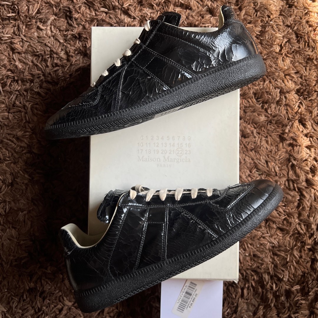 Maison Margiela GATs Black Cracked Leather, Men's Fashion, Footwear ...