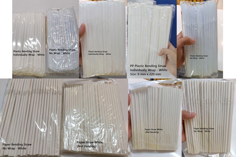 Plastic / Paper Bending Straw Individually Wrap / No Wrap - White ...