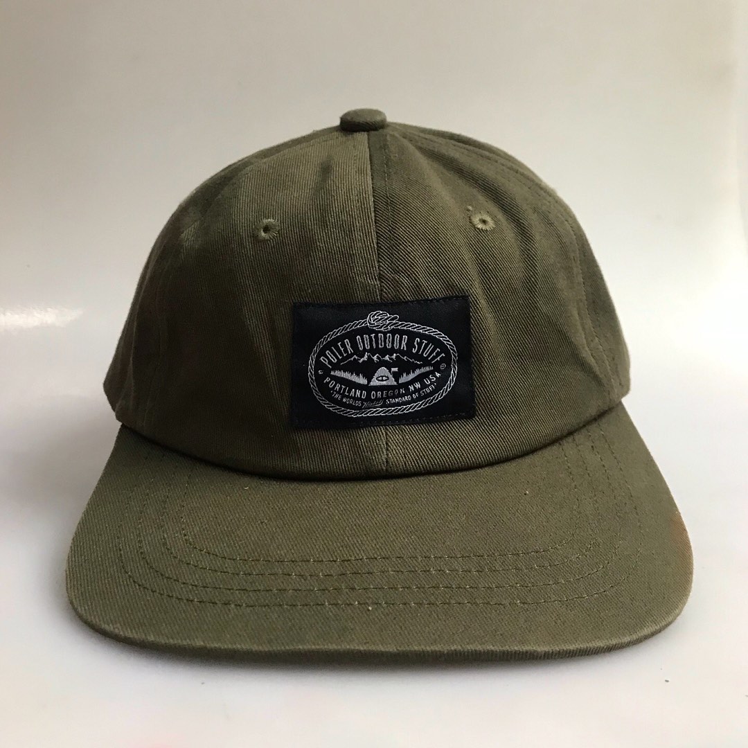 Poler Five Panel Outdoor Cap Olive Green Colorway Stretch back Velcro Direct from portland ...