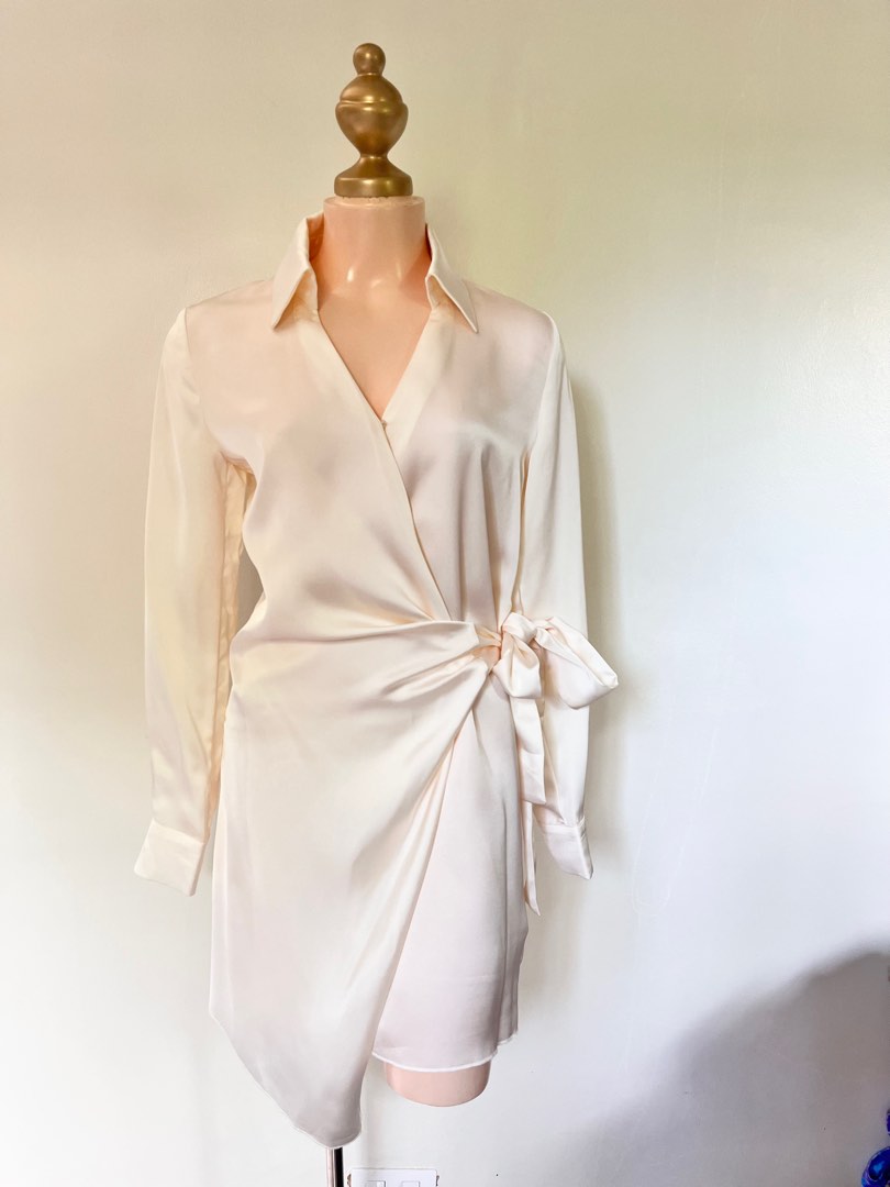 SATIN Wrap Around Mini Dress, Women's Fashion, Dresses & Sets, Dresses ...