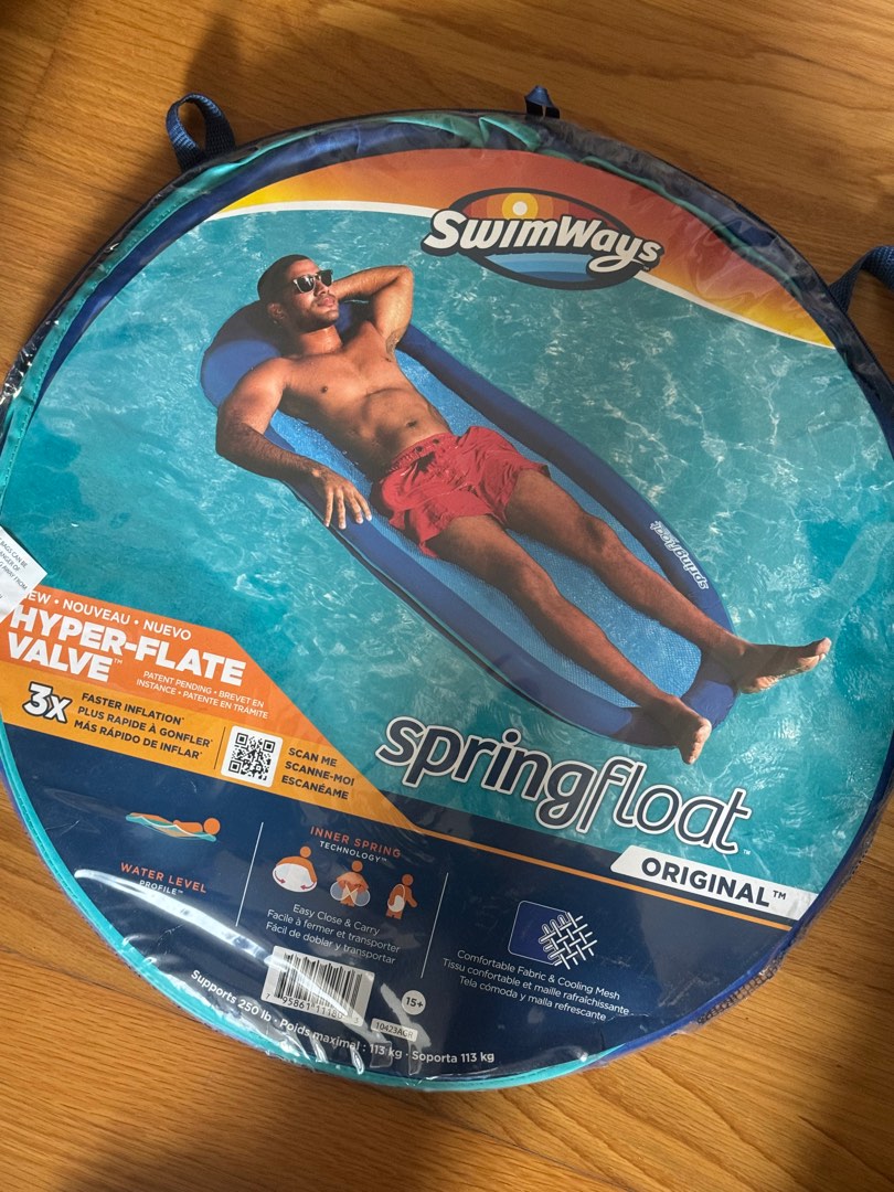 SwimWays Spring Float Inflatable Pool Lounger with Hyper-Flate Valve ...