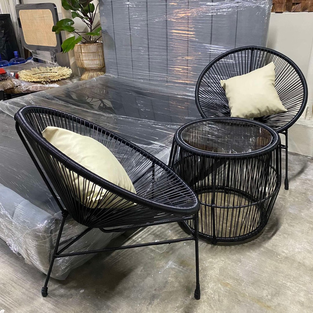 Synthetic Coffee table set black, Furniture & Home Living, Outdoor ...