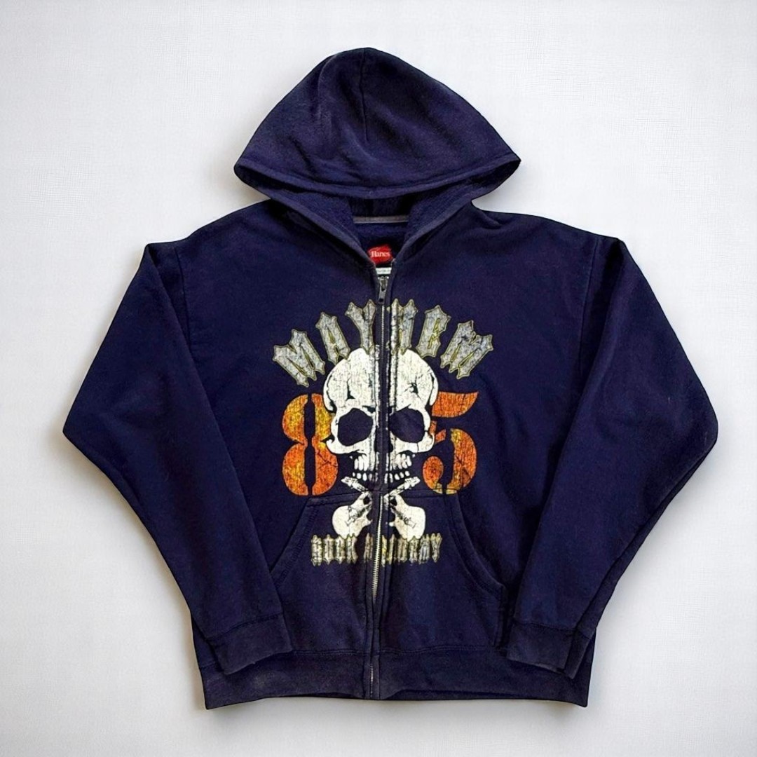 Vintage Mayhem Rock Academy Zipped Goth Y2K Hoodie, Women's Fashion ...