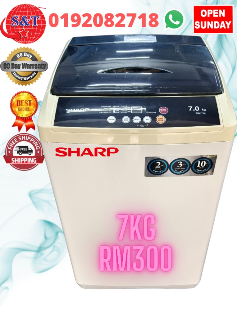 WASHING MACHINE SHARP 7KG, TV & Home Appliances, Washing Machines and Dryers on Carousell
