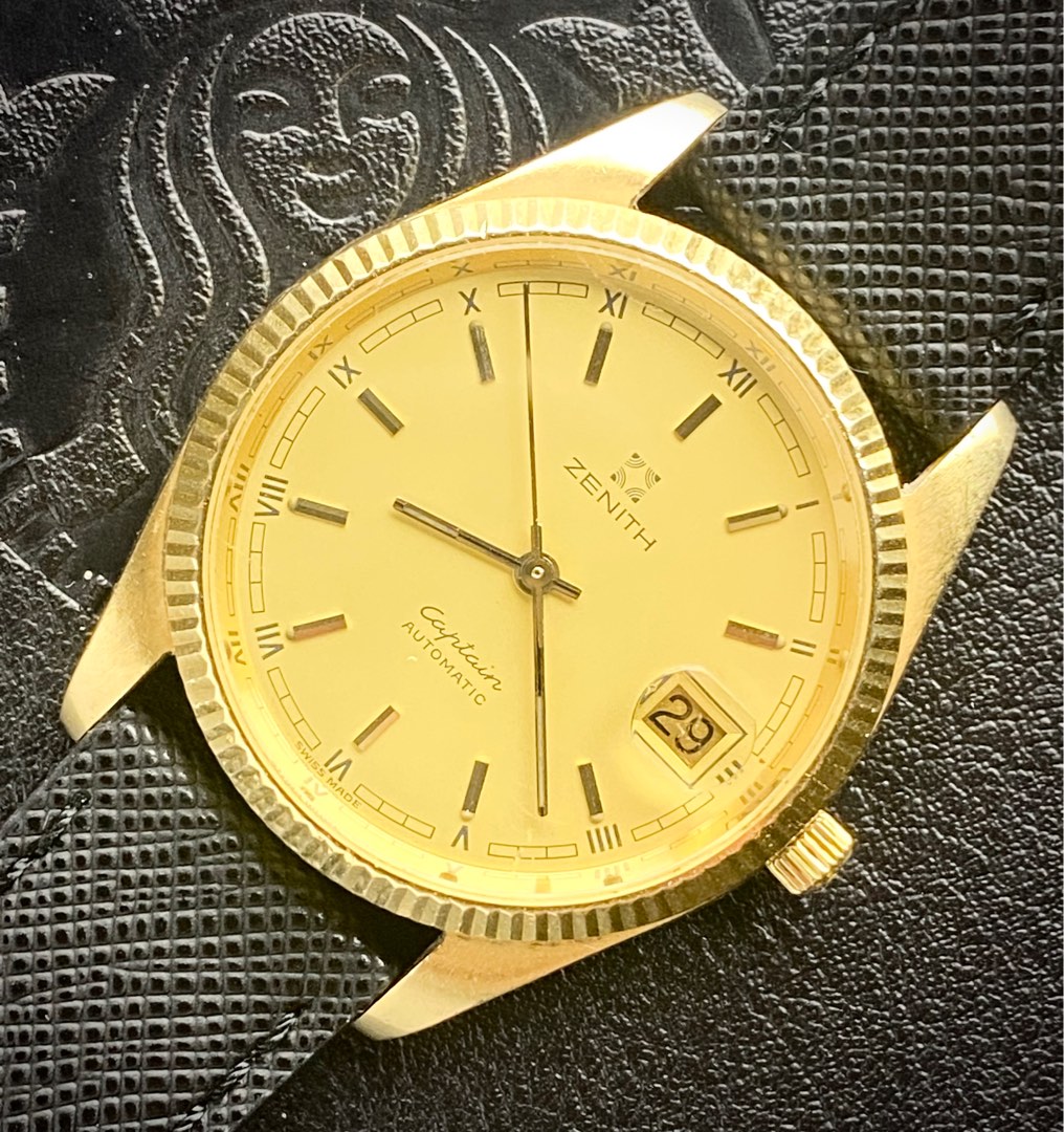 Zenith Captain 18k Solid Gold Mens Automatic Watch Swiss, Men's Fashion ...
