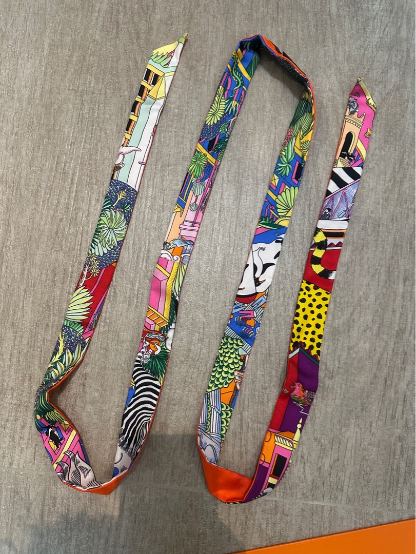 絕版 Hermes Twillon 動物之城 Animapolis 絲巾 twilly twins maxi twilly mini ...