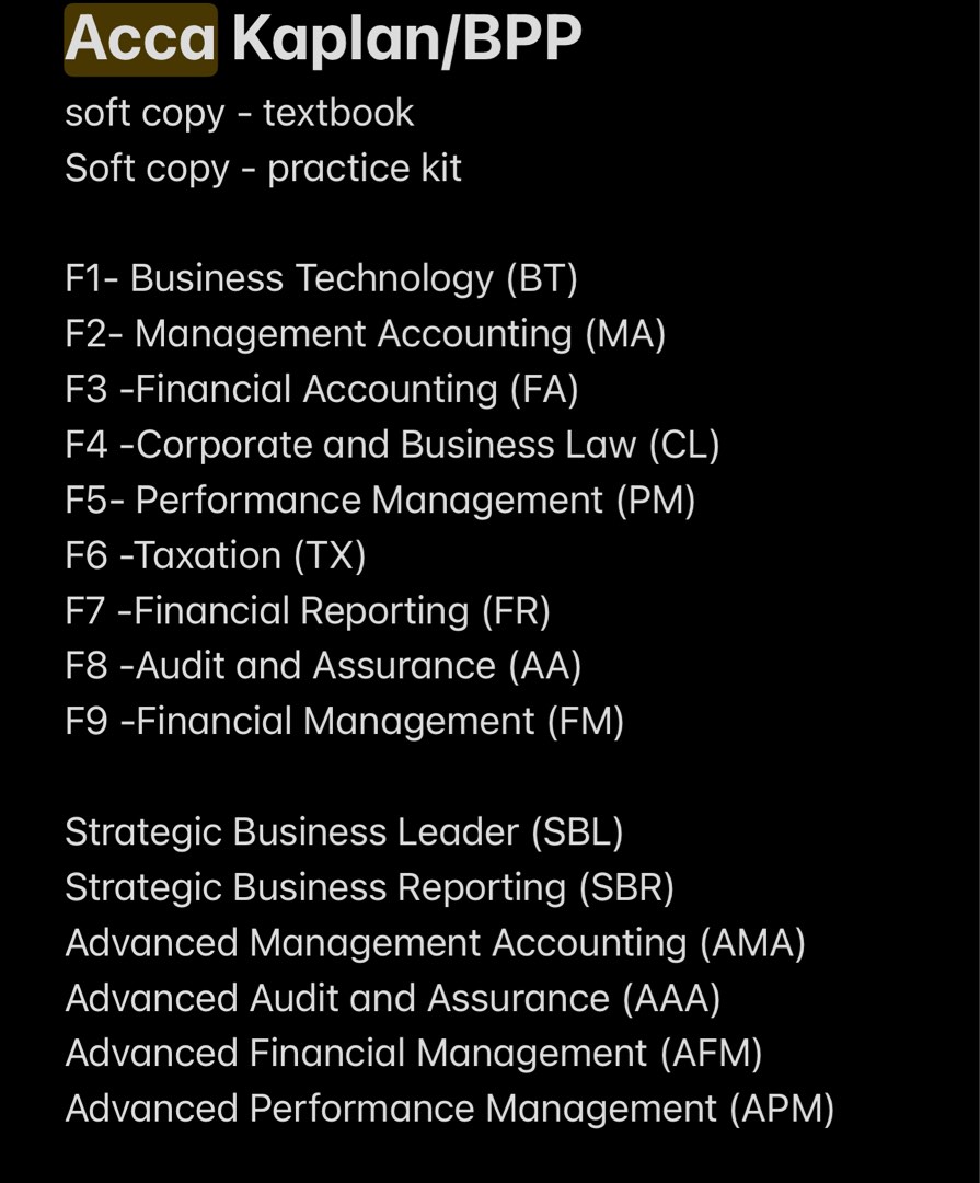 ACCA study material/ practise kit/ textbook, Hobbies & Toys, Books ...