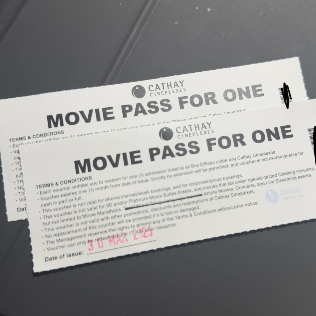 Cathay Cineplex movie pass, Tickets & Vouchers, Vouchers on Carousell