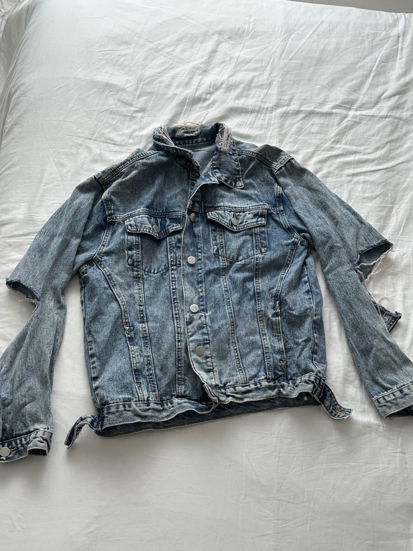 Denim Jacket with Slit on Elbows, Women's Fashion, Coats, Jackets and ...