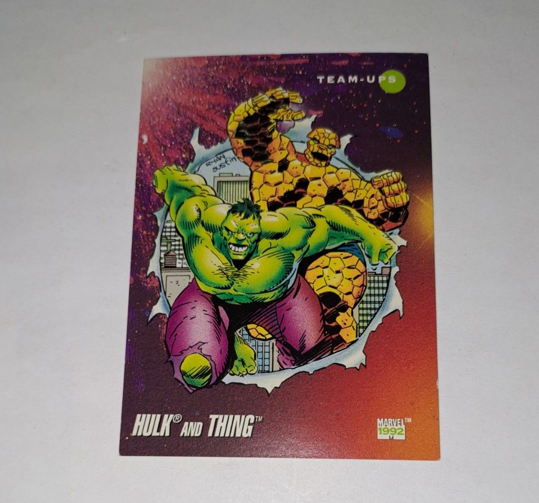 Hulk & Thing 1992 Marvel 收藏咭 Team-Ups card (珍藏 收藏卡，新舊見圖) , 興趣及遊戲, 玩具 ...