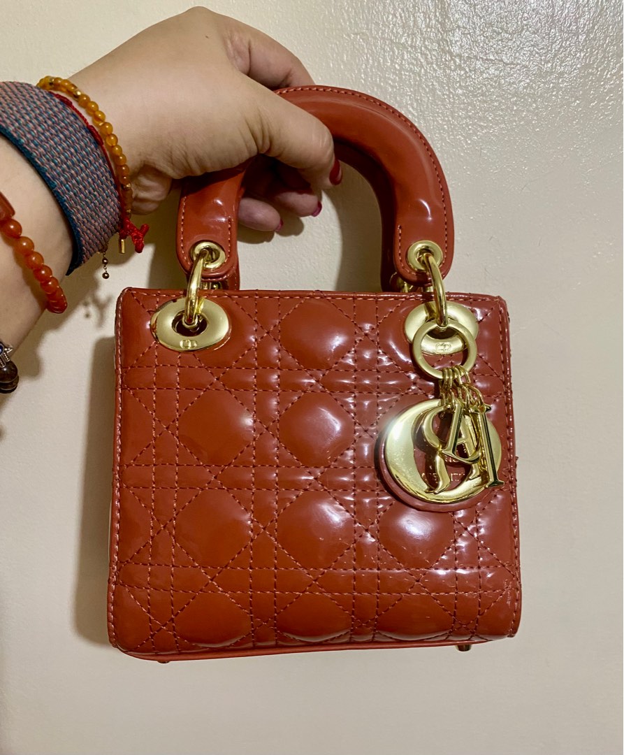 Mini Lady D in Rust Patent Leather (Japan Source), Luxury, Bags ...