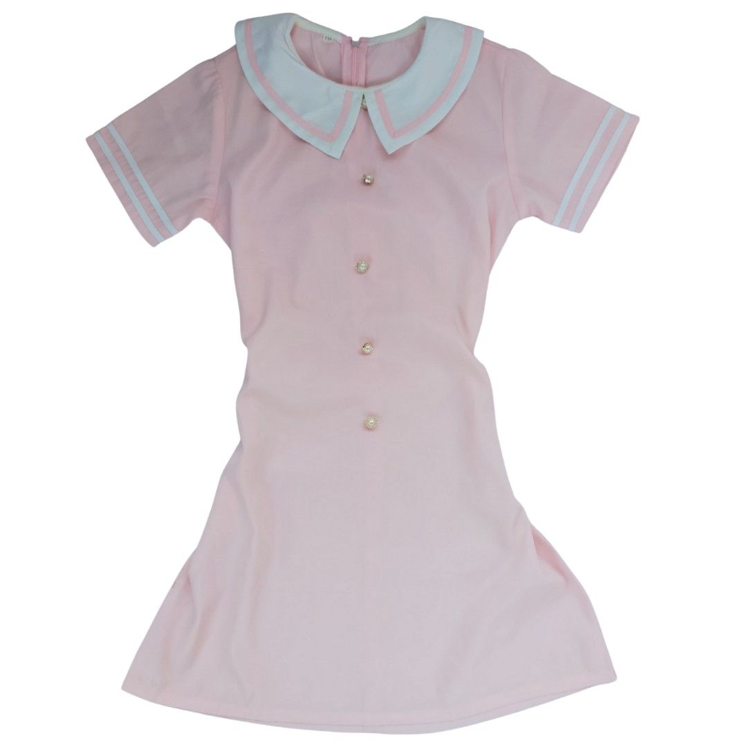 Pink Sailor Collar Pearl Button Dress | kawaii harajuku japanese cute ...
