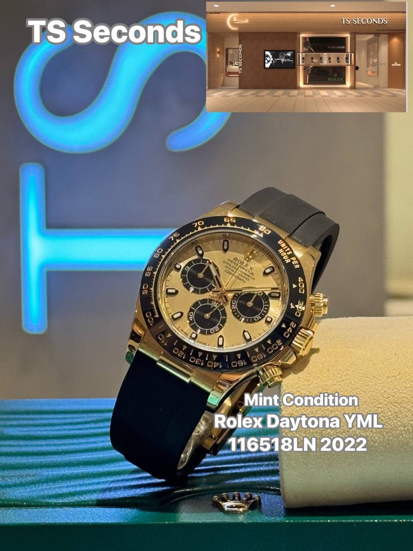 Rolex Daytona YML 116518LN 2022 Yellow Gold Oysterflex Gold Dial ...