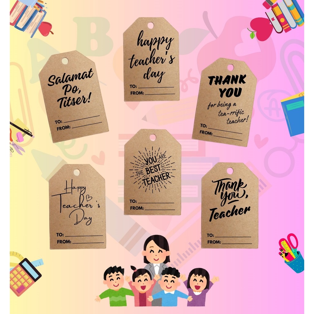 (5 Pieces) World Teacher's Day Kraft Paper Gift Tags Luggage I Birthday ...