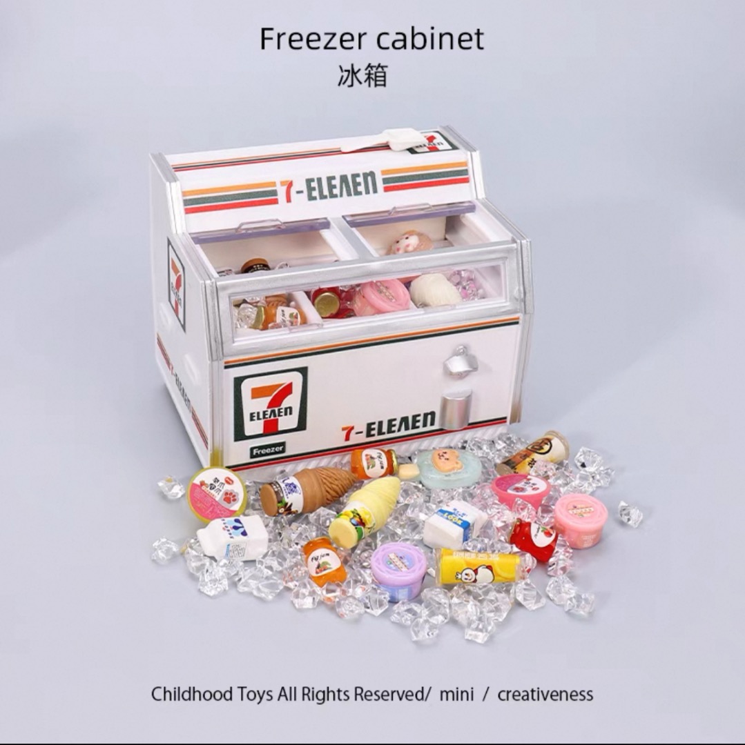 7 eleven Cute mini 7-11 ice cream freezer with led light realistic ice ...