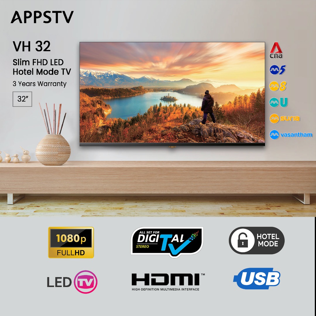 APPSTV VH32 LED FHD 32 Inch Non-Smart TV | Hotel Mode, TV & Home ...