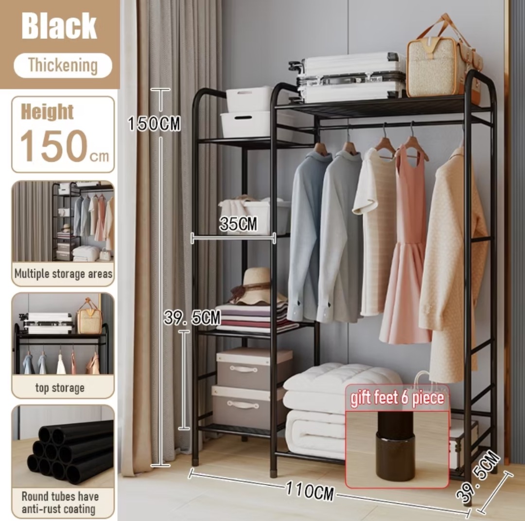 Black Clothes Rack Shelf | Freestanding Storage Organizer | Multi ...