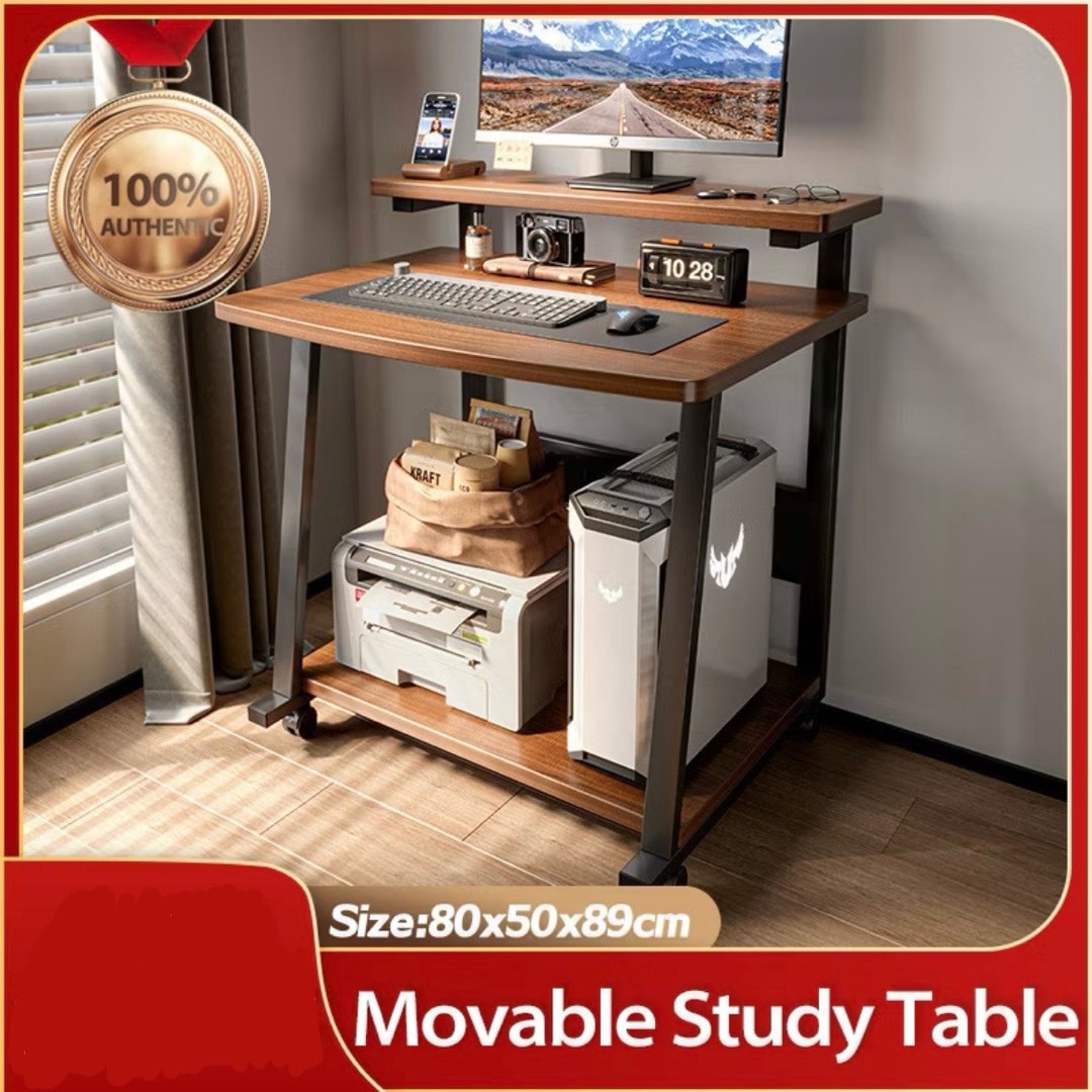 Black Walnut Computer Desk | Compact Desktop Study Table | Monitor ...