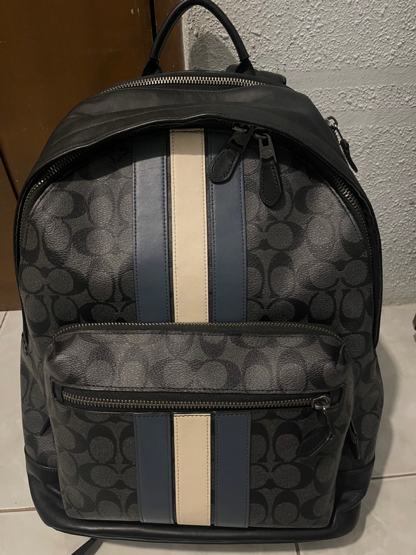 COACH West Backpack in Signature Canvas with Varsity Stripe, Men's ...