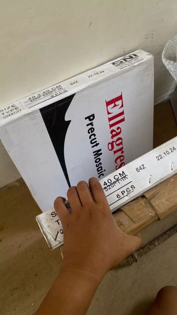 Ellagress Mosaik Precut Nat Palsu Keramik 40x40 Lantai / Dinding ...