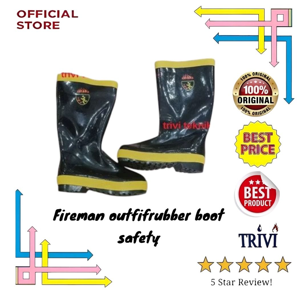 Fireman Outfit Rubber Boot Safety sepatu karet pemadam kebakaran ...