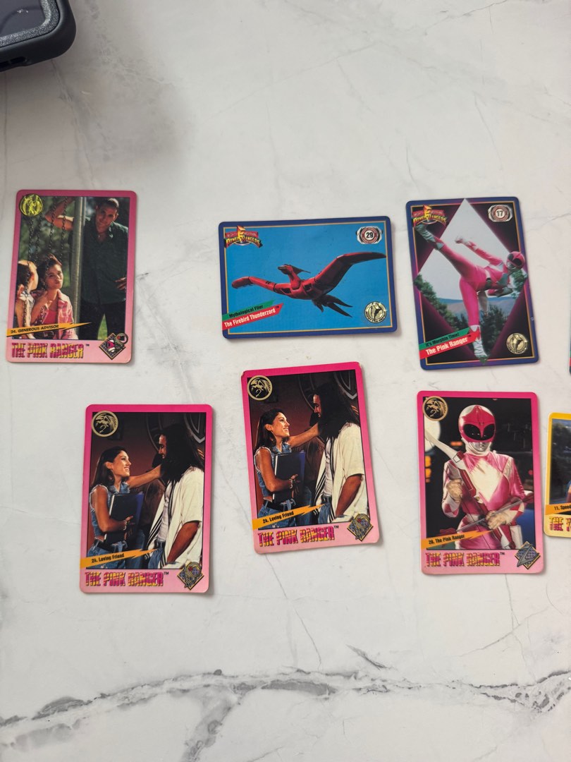 Mighty morphin power rangers cards (pink and yellow ranger), Hobbies ...