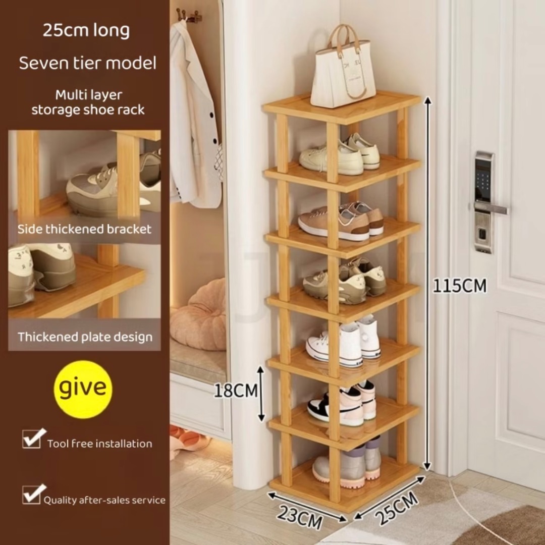 Modern Tall Shoe Rack | Wooden Vertical Shoe Shelf | Narrow Space ...