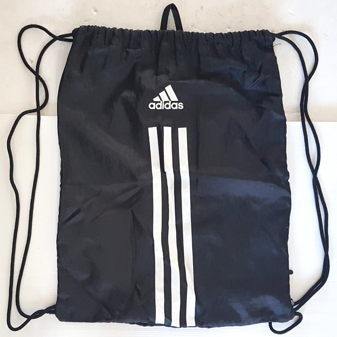 Original ADIDAS Drawstring Bag, Side Zipper, Cool Black Carrier, Adidas 3 Stripes, Waterproof ...