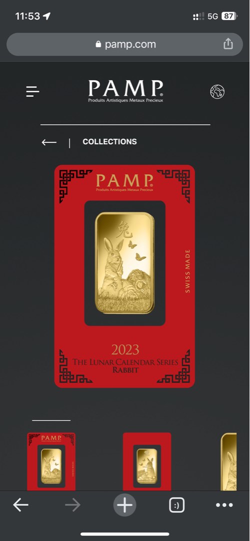 PAMP Gold Bar 5g Rabbit lunar 2023, Women's Fashion, Jewelry ...
