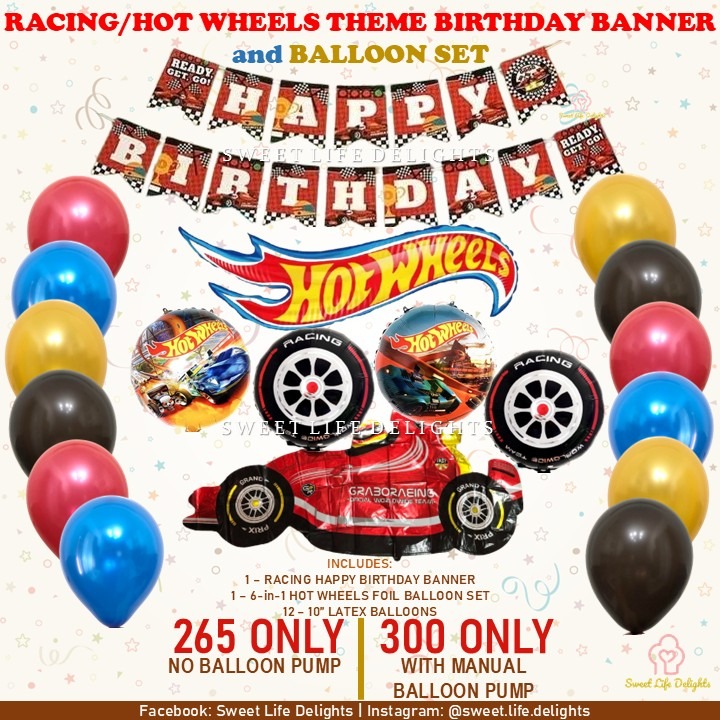 Racing Happy Birthday Banner and Balloon Set, Racing Birthday ...