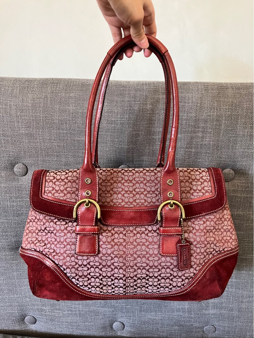 Rush!! red vintage coach satchel bag, Luxury, Bags & Wallets on Carousell