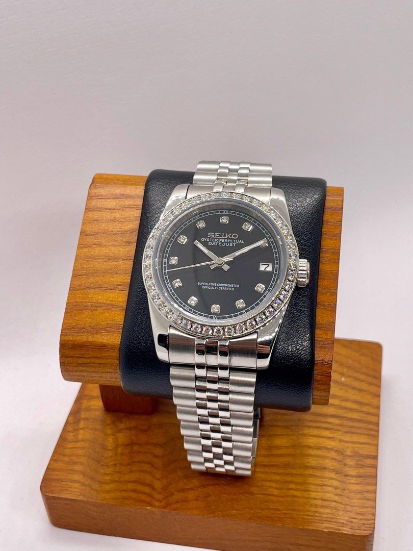 Seiko Custom Mod “Datejust Diamonds Black” 36mm/ 39mm case, Men's ...
