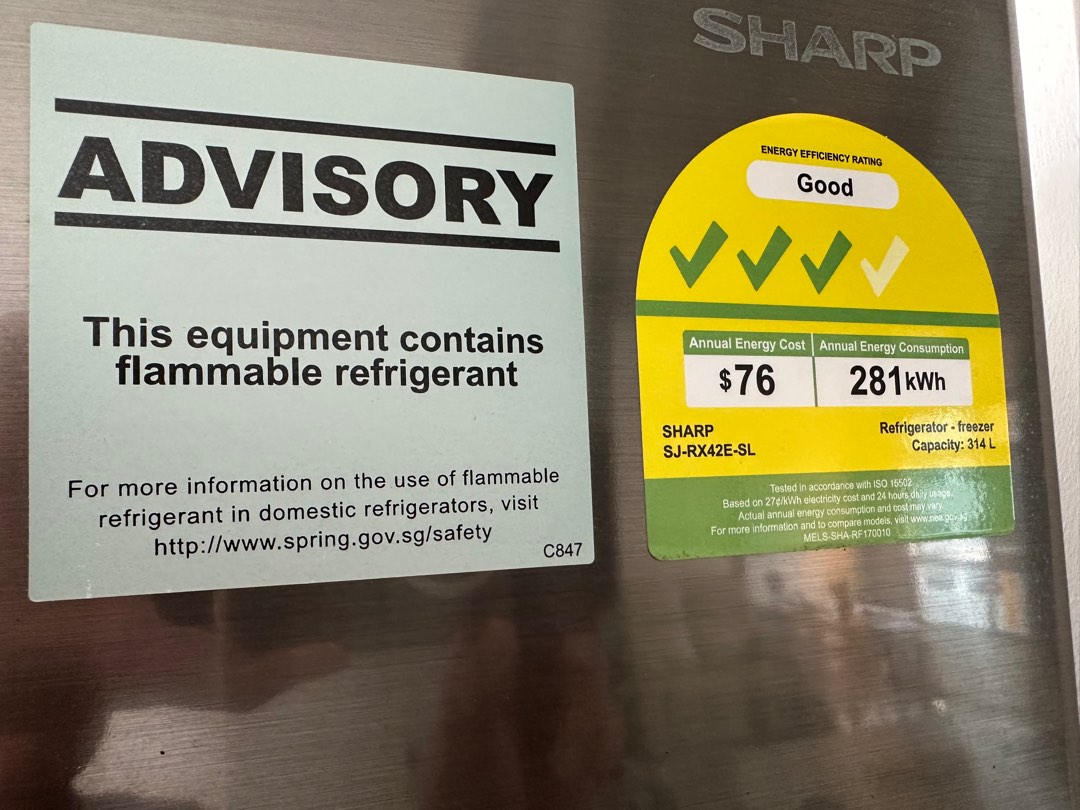 Sharp SJ-RX42E-SL Refrigerator, TV & Home Appliances, Kitchen ...