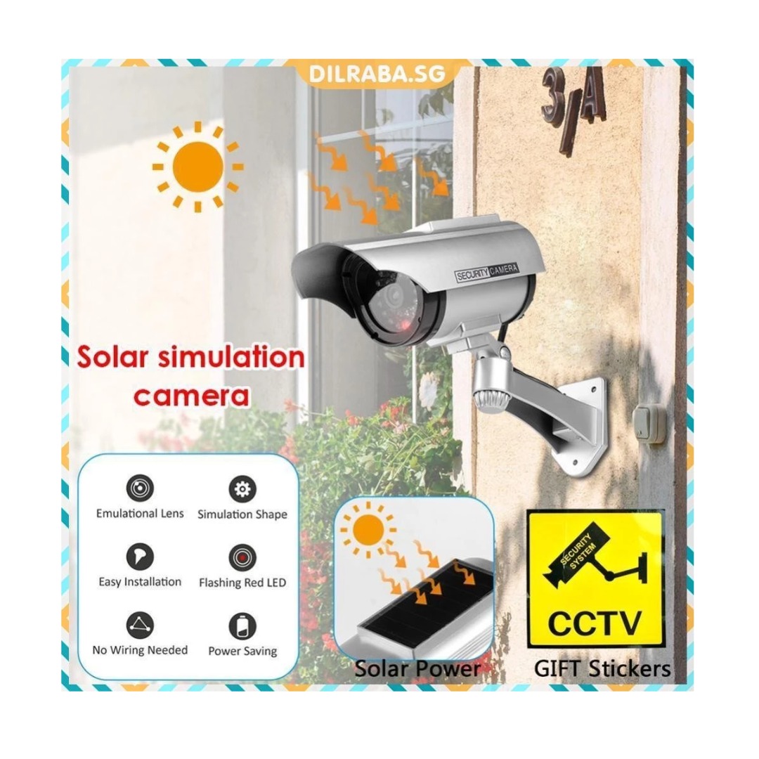 Solar Powered Fake Dummy Camera Indoor Outdoor Simulation CCTV LED ...