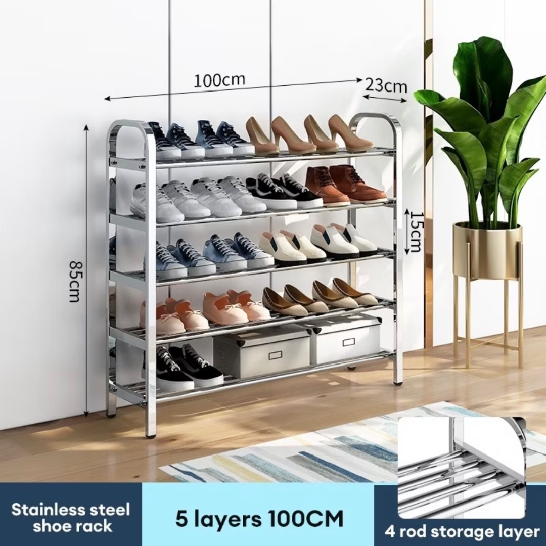 Stainless Steel Shoe Rack | Modern Multilayered Shoe Shelf | Chrome ...